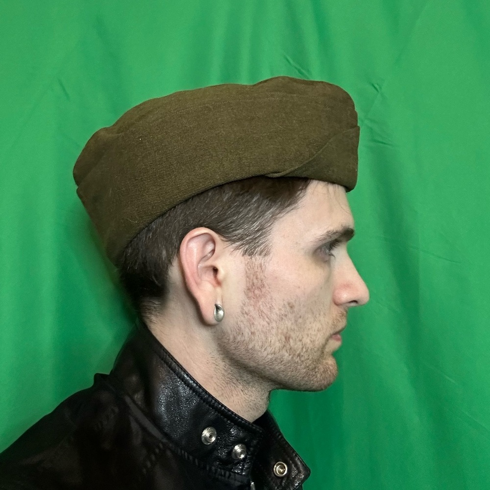 World War Ii Ww2 Army Green Wool Garrison Hat Vintage… - Gem